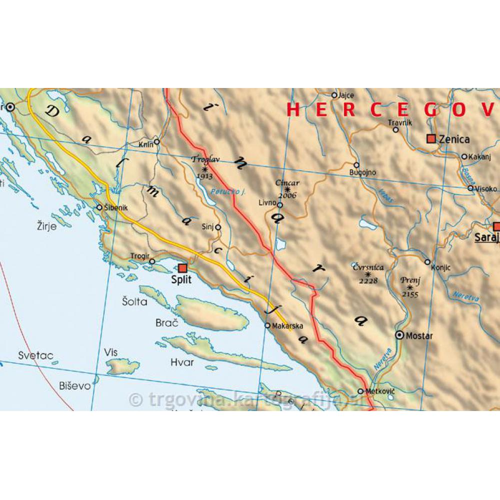 PRIMORSKA - OBALNO-KRAŠKA - stenska regijska karta - zemljevidi.net